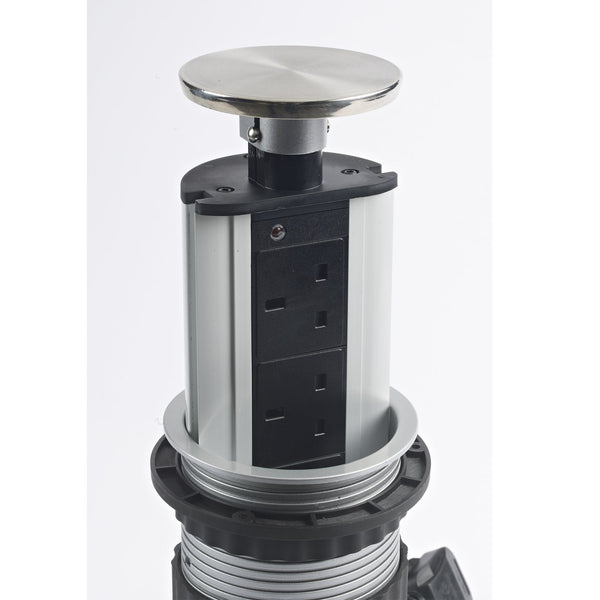 Powerport - Pop Up Sockets & USB Charger - Stainless Steel Top Finish
