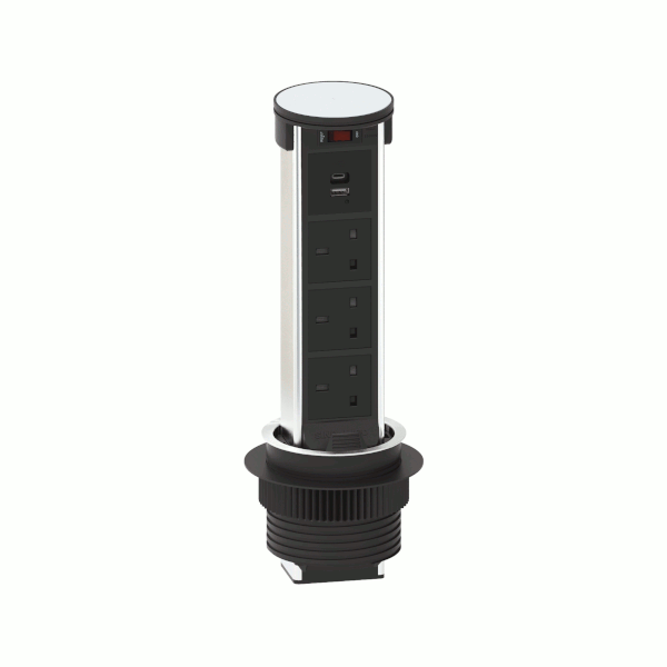 Powertech Pro Pull Up Socket With USB & Qi Charging